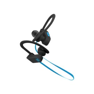 klip xtreme jogbudz ii sports earphones with mic lightweight water-resistant earbuds with ear hooks compatible with siri and google voice, wireless headphones (blue)