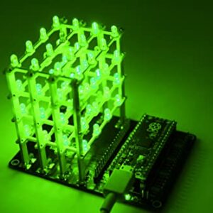 Pico Cube 4x4x4 64 LED Cube Kit for Raspberry Pi Pico (Assembled, Green)