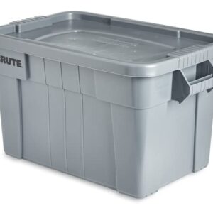 Rubbermaid Commercial Products Brute Tote Storage Container with Lids-Included, 20-Gallon, Gray, Rugged/Reusable Boxes for Moving/Storing in Garage/Basement/Attic/Jobsite/Truck/Camping, 2 Pack