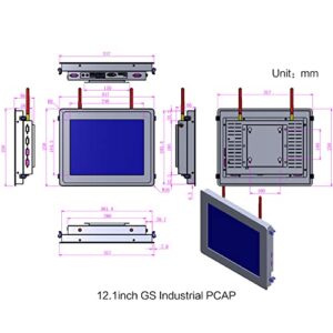 LEANGLE 12.1 Inches 4:3 Industrial Embedded Touch Panel PC,Capacitive Touch Screen,Intel CORE i5-3210M/i5-4200U/i7-8565u/i5-10210U,2*COM,Windows 10