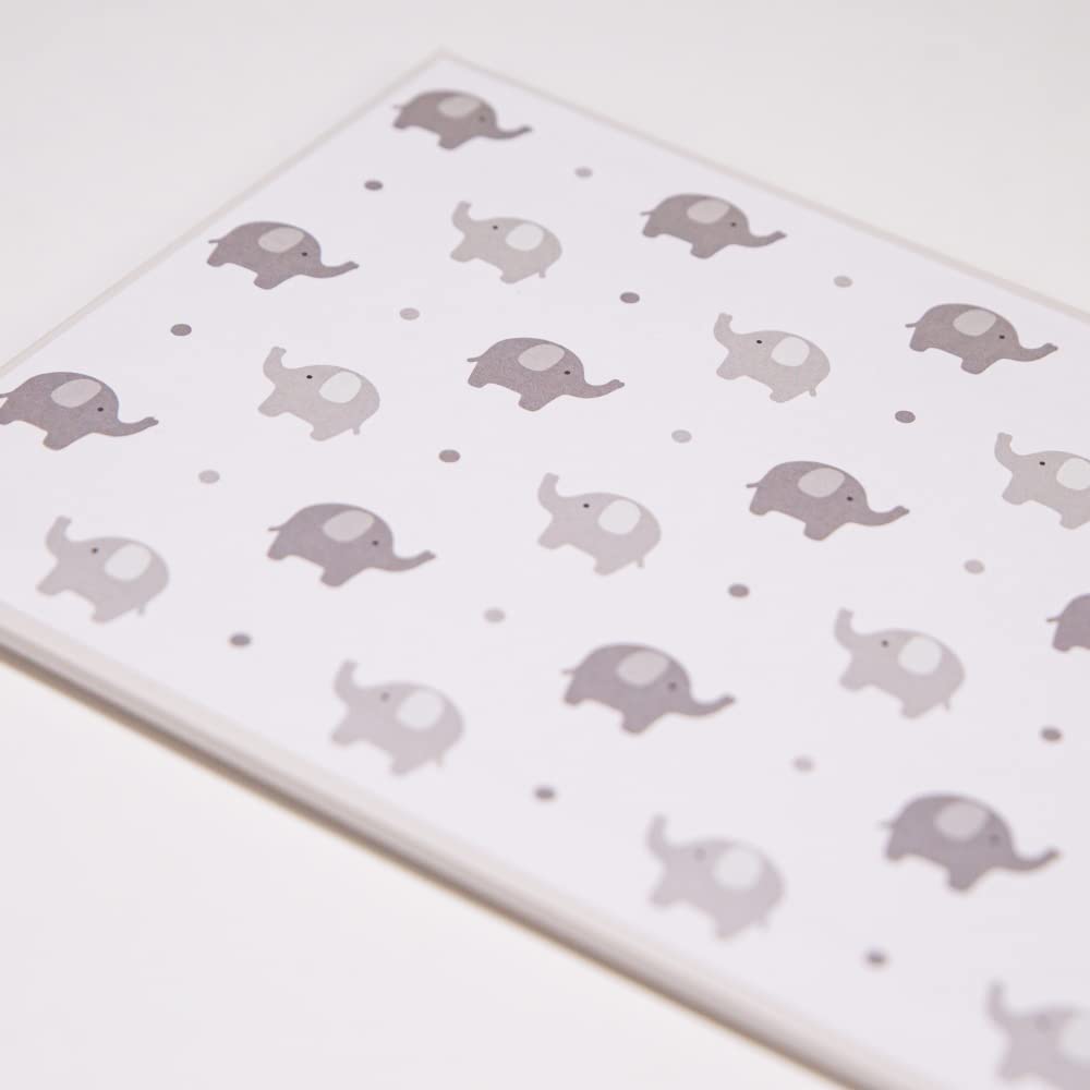 Happy Homewares Cute Baby Elephant Grey Photo Album with Silver Stars and Palm Leaves | New Born Baby or Baby Shower Album | 24 Spaces - 4"x6"