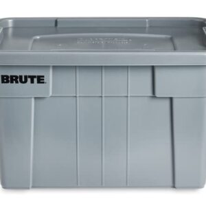 Rubbermaid Commercial Products Brute Tote Storage Container with Lids-Included, 20-Gallon, Gray, Rugged/Reusable Boxes for Moving/Storing in Garage/Basement/Attic/Jobsite/Truck/Camping, 2 Pack