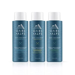 oars + alps men's moisturizing body and face wash, skin care infused with vitamin e and antioxidants, sulfate free, variety, 3 pack