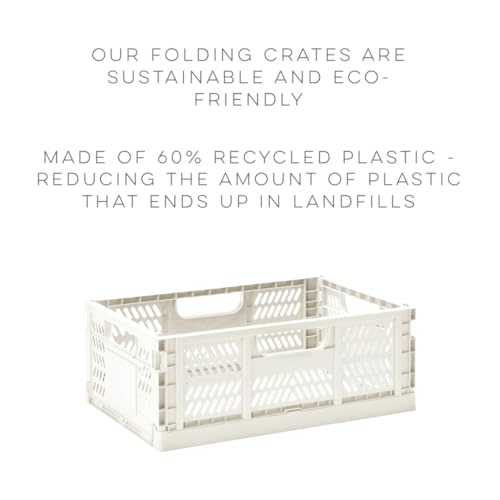 3 Sprouts Recycled Plastic Collapsible Crate - Stackable Folding Storage Crate for Organization for Adults & Kids - Foldable Plastic Crate - Large - Clay