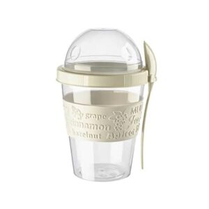 ganoone breakfast on the go cups, take and go yogurt cup with topping cereal or oatmeal container, portable lux yogurt cereal to-go container with top lid granola & fruit compartment (white)