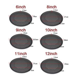 EKDSPW Aluminium Hard Coating Non-Stick Pizza Pan Anodizing Perforated Aluminium Baking Pans Tool with Holes (Color : Black, Size : 12inch)