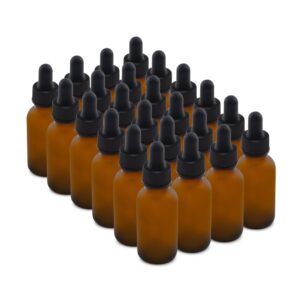 the bottle depot - 24 pack - 1 oz glass bottle with dropper - black uv - 20-400 neck finish - boston round bottles - uv rays protection