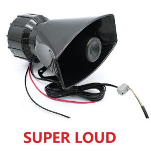 Rockmoon Car Siren Horn 7 Tone Sound Siren Police Mic PA Speaker Car System Emergency with Microphone Amplifier-100W Emergency Sound Electric Horn-12V, black