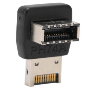 Right Angle USB Type E Adapter, Front Panel Header Male to Female USB 3.2/20Gbps 3.1/10Gbps for USB C Header Motherboard(PH74A)