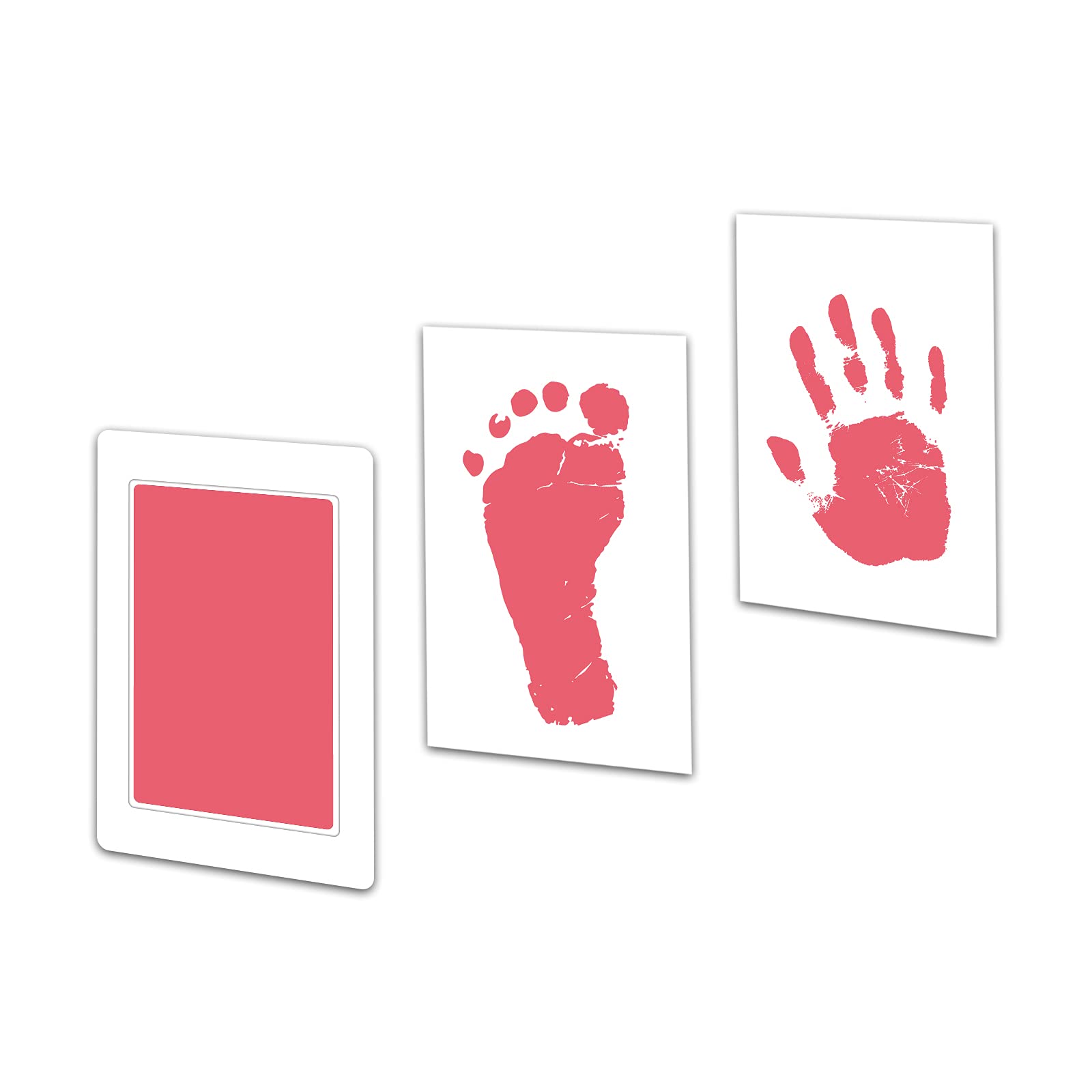 Xingwenice Large Clean Touch Ink Pad for Newborn Footprint Handprint, Inkless Infant Hand and Foot Stamp Kit - Family Keepsake Baby Shower Gifts for Boys or Girls, 2 Uses (Large,Pink)