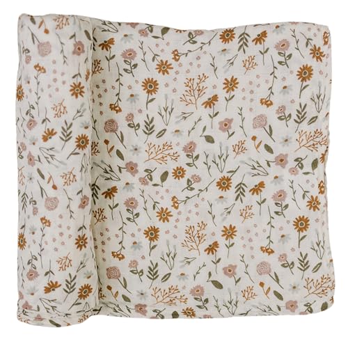 Mebie Baby Meadow Floral Muslin Swaddle, Modern and Neutral Swaddle Blanket for Baby Girl or Boy, Soft Baby Blankets, Newborn Swaddle Blanket, 0-3 Month, Comfy Wrap, Baby Essentials & Gifts