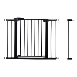 babelio 26-43 inch easy install extra wide pressure mounted metal baby gate, no drilling, no tools required, with wall protectors and extenders (black)