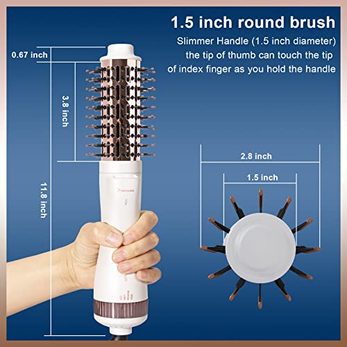 LURA One-Step Hair Dryer and Volumizer Brush - 1.5 Inch Hot Air Brush for Blowout Styling, Plasma Technology, White