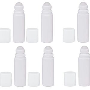 Natural Farms 6 Pack - 3 oz - White HDPE Plastic Roll On Bottle - Non Refillable - Includes: Bottle, Cap and Ball