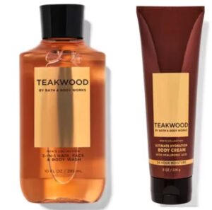 bath and body works 3-in-1 body wash and body cream scent teakwood