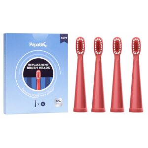 papablic kids electric toothbrush replacement heads red (4 pack)