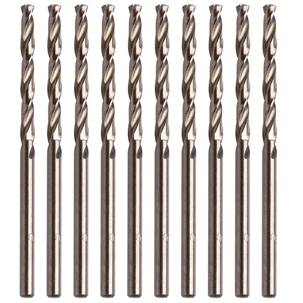 LudoPam 3/32" inch Cobalt Steel Twist Drill Bit Set M35 Jobber Length,Straight Shank, Extremely Heat Resistant, Suitable for Drilling in Stainless Steel and Iron,Pack of 10