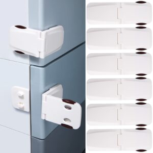 6 pieces child safety cabinet locks,baby proofing latches for kitchen, fridge, cabinets, drawers, dishwasher, storage doors, cupboard, oven toilet, refrigerator, strong adhesive no drilling (brown)