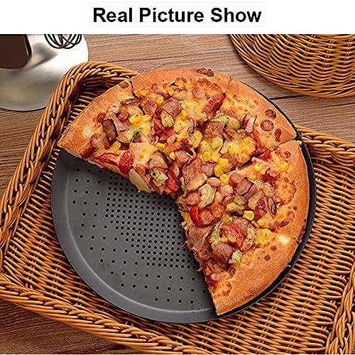 EKDSPW Aluminium Hard Coating Non-Stick Pizza Pan Anodizing Perforated Aluminium Baking Pans Tool with Holes (Color : Black, Size : 12inch)