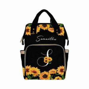 newcos personalized sunflower, initial diaper bag backpack with name custom mommy nursing baby bags