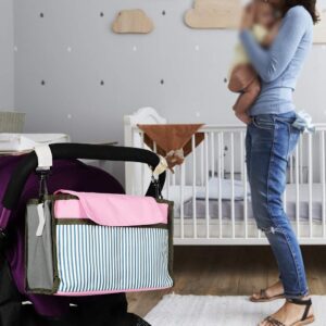 Diaper Bag, Large Capacity Stuff Travel Tote Hanging for Mom and Dad(Pink)