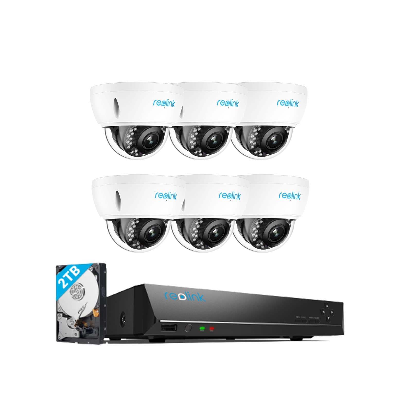 REOLINK 4K Outdoor Home Security System Cameras, 5X Optical Zoom, Human/Vehicle Detection, IK10 Vandalproof, 6x RLC-842A Bundle With Reolink 8 Channel Network Video Recorder RLN8-410 PoE NVR (2TB HDD)