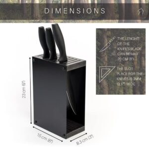 Kitchen Knife Block only Empty Metallic Knife Holder Stand Without Knives Universal Wooden and Metal Large Storage Blocks (Black)