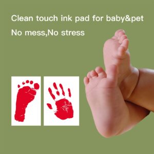 Xingwenice Baby Handprint or Footprint Inkless Pad Kit, Infant Clean Touch Non-Toxic Hand & Foot Stamp, Perfect Baby Shower Keepsake Gifts for Newborn Boys Girls, 2 Packs (Standard, Red)