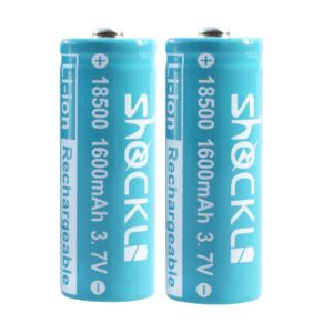 funkawa (2- pack shockli 18500 1600mah rechargeable 3.7v solar batteries [ for landscape spotlights, solar light ] -button top