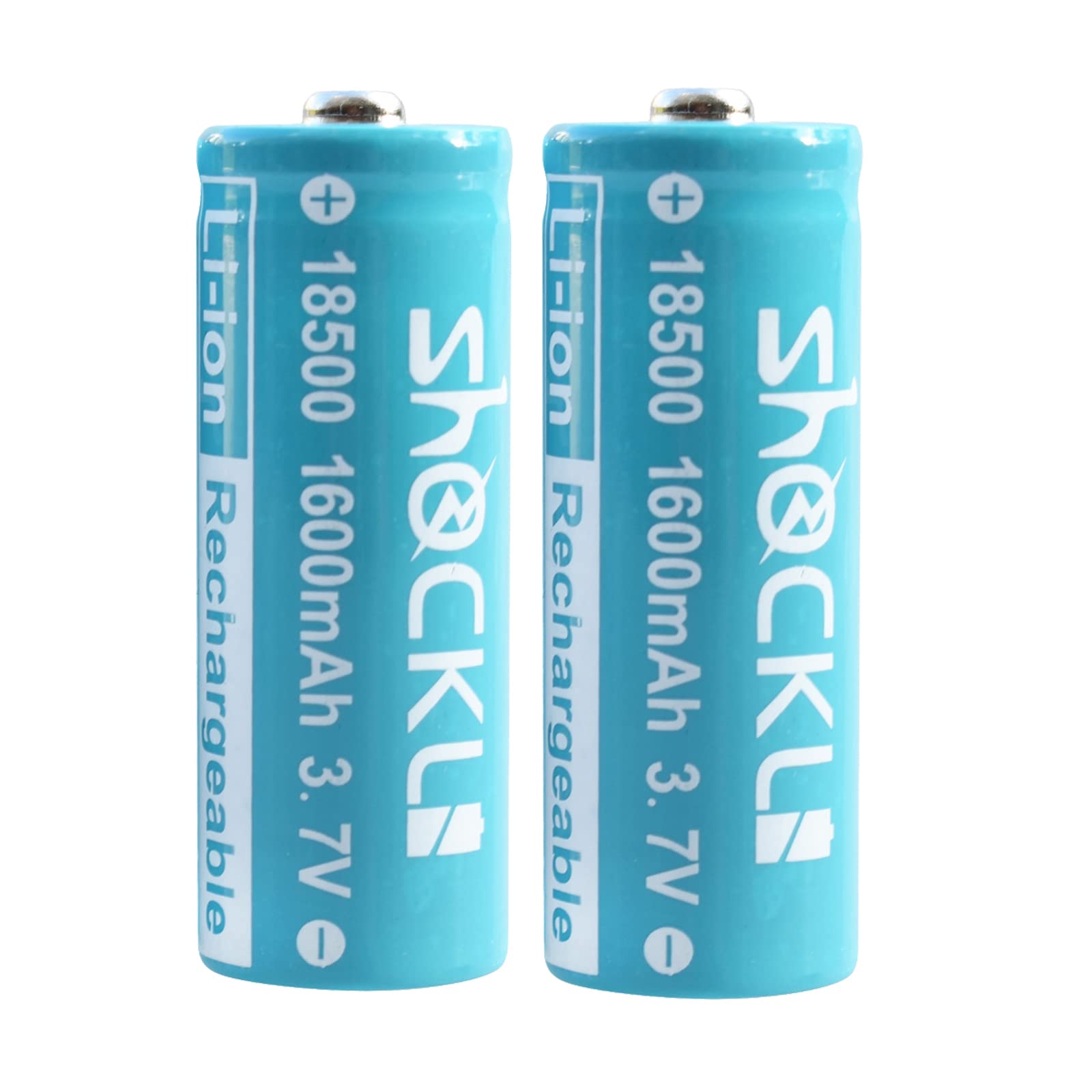 funkawa (2- Pack Shockli 18500 1600mAh Rechargeable 3.7V Solar Batteries [ for Landscape Spotlights, Solar Light ] -Button top