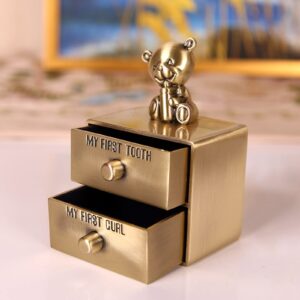 Ruiqas Baby First Tooth and Curl Metal Keepsake Box Tooth Container for Child Kids Teeth and Hair