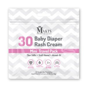 30 x travel size diaper rash cream | individually wrapped packets | travel size diaper cream and ointment for treatment & prevention of diaper rash | safe for baby's sensitive & delicate skin (pink)