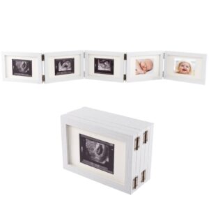 5 folding sonogram picture frame for expecting parents- 4.7" × 6.8" baby ultrasound picture frame natural wood sonogram pregnancy frame baby first photo frame for pregnant mom gifts, nursery decor