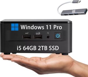 intel nuc 12 pro kit wall street canyon mini pc for zoom room (64gb ram, 2tb ssd, 12-core i5-1240p, iris xe graphics) business desktop, 2 x thunderbolt 4, ethernet, wi-fi 6e, ist hub, win 11 pro