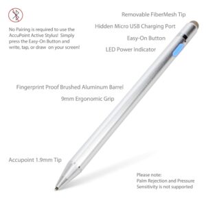 BoxWave Stylus Pen Compatible with ASUS ROG Flow Z13 (2022) - AccuPoint Active Stylus, Electronic Stylus with Ultra Fine Tip for ASUS ROG Flow Z13 (2022) - Metallic Silver