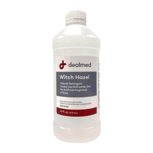 dealmed witch hazel, 16 oz. | natural astringent cleans and refreshes skin | no artificial fragrance or dyes (pack of 1)