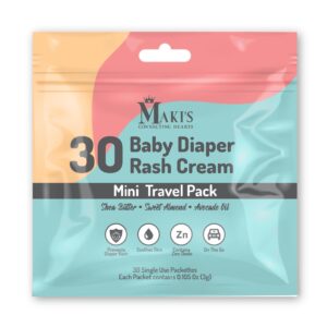 30 x travel size diaper rash cream | individually wrapped packets | travel size diaper cream and ointment for treatment & prevention of diaper rash | safe for baby's sensitive & delicate skin (tricolor)