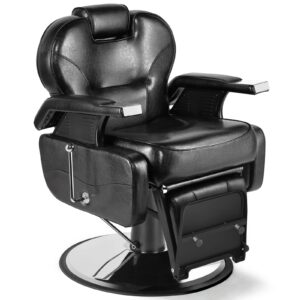 artist hand reversible foot pedal barber chair hydraulic recline barber chairs salon chair for hair stylist tattoo chair heavy duty barber salon equipment (black)