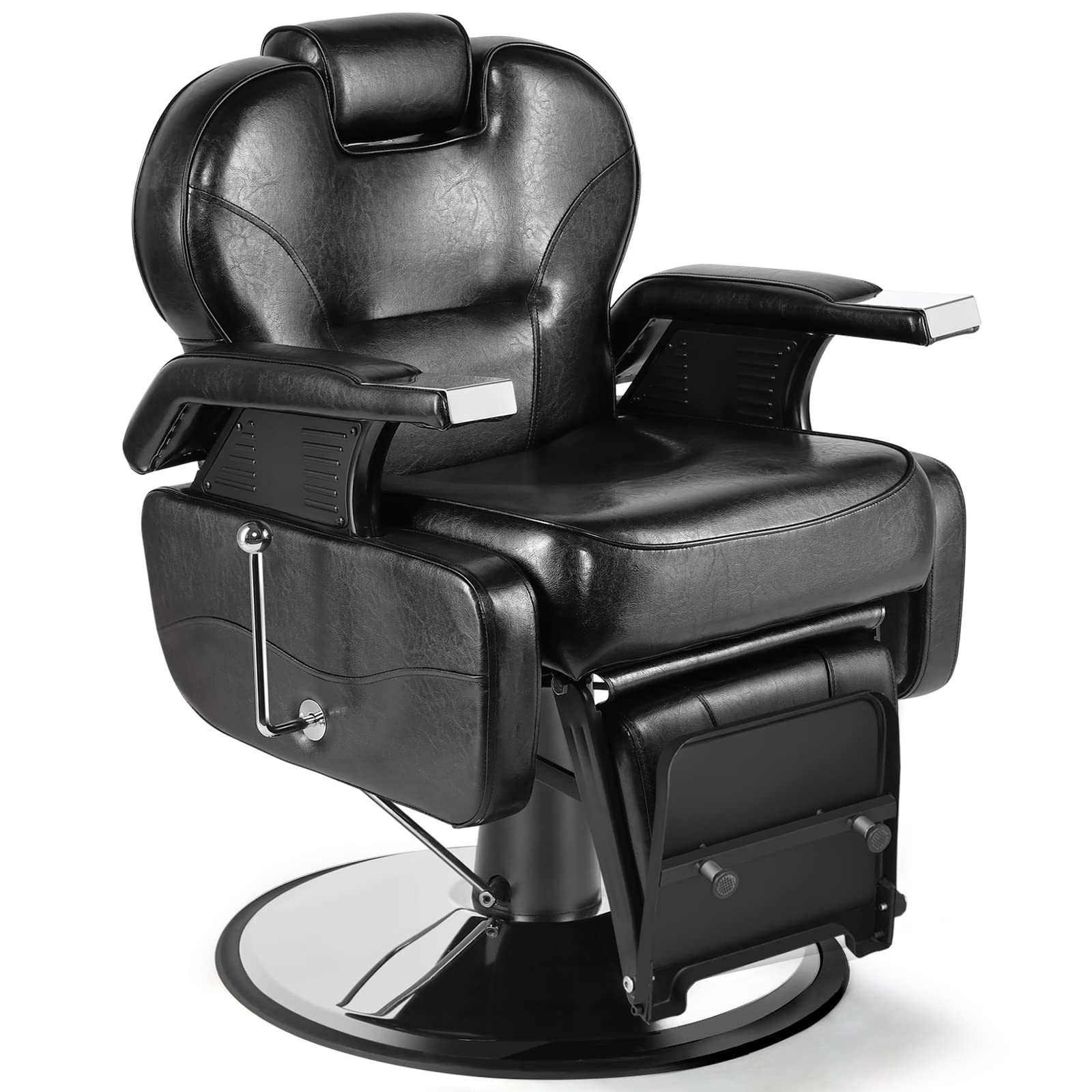 Artist hand Reversible Foot Pedal Barber Chair Hydraulic Recline Barber Chairs Salon Chair for Hair Stylist Tattoo Chair Heavy Duty Barber Salon Equipment (Black)