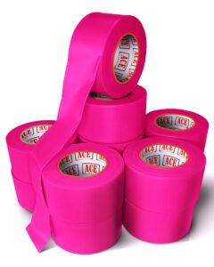 ace supply pink flagging tape survey tape - non-adhesive 12 pack - 1.5" width, 150' length, 2 mil - tree tape for branches, surveyors tape, flag tape