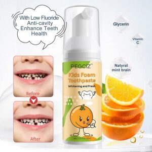 Foam Toothpaste Kids, Toothpaste for U Shaped Toothbrush, Low Fluoride Toddler Toothpaste with Strawberry Flavor for Electric Toothbrush for Children Kids Age 3 and Up