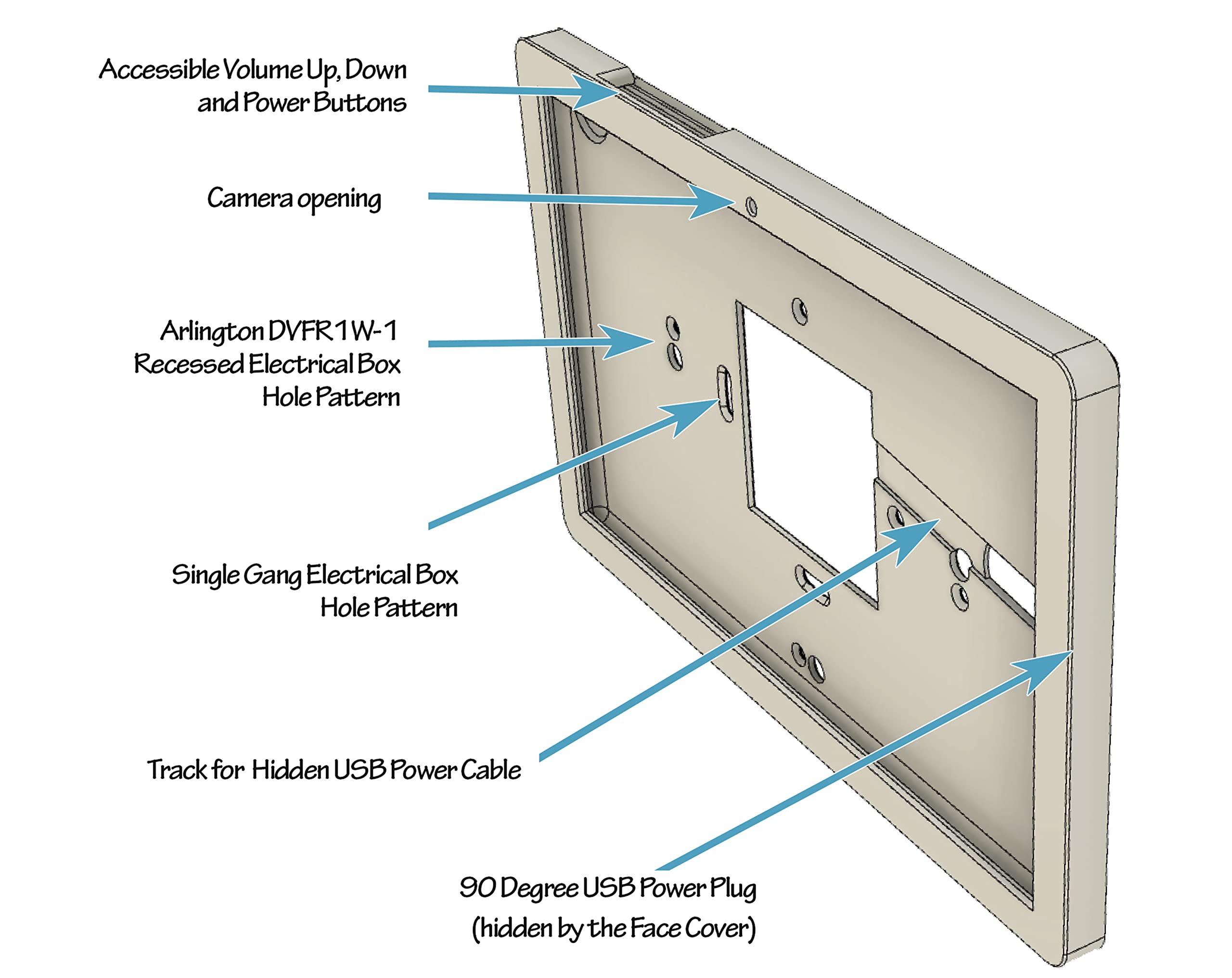 Smart Home Mount Wall Mount Kit for Samsung Galaxy Tab A8 10.5 Tablet (SM-x200 / 205) - Black