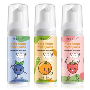 foam toothpaste kids, toothpaste for u shaped toothbrush, low fluoride toddler toothpaste with strawberry flavor for electric toothbrush for children kids age 3 and up