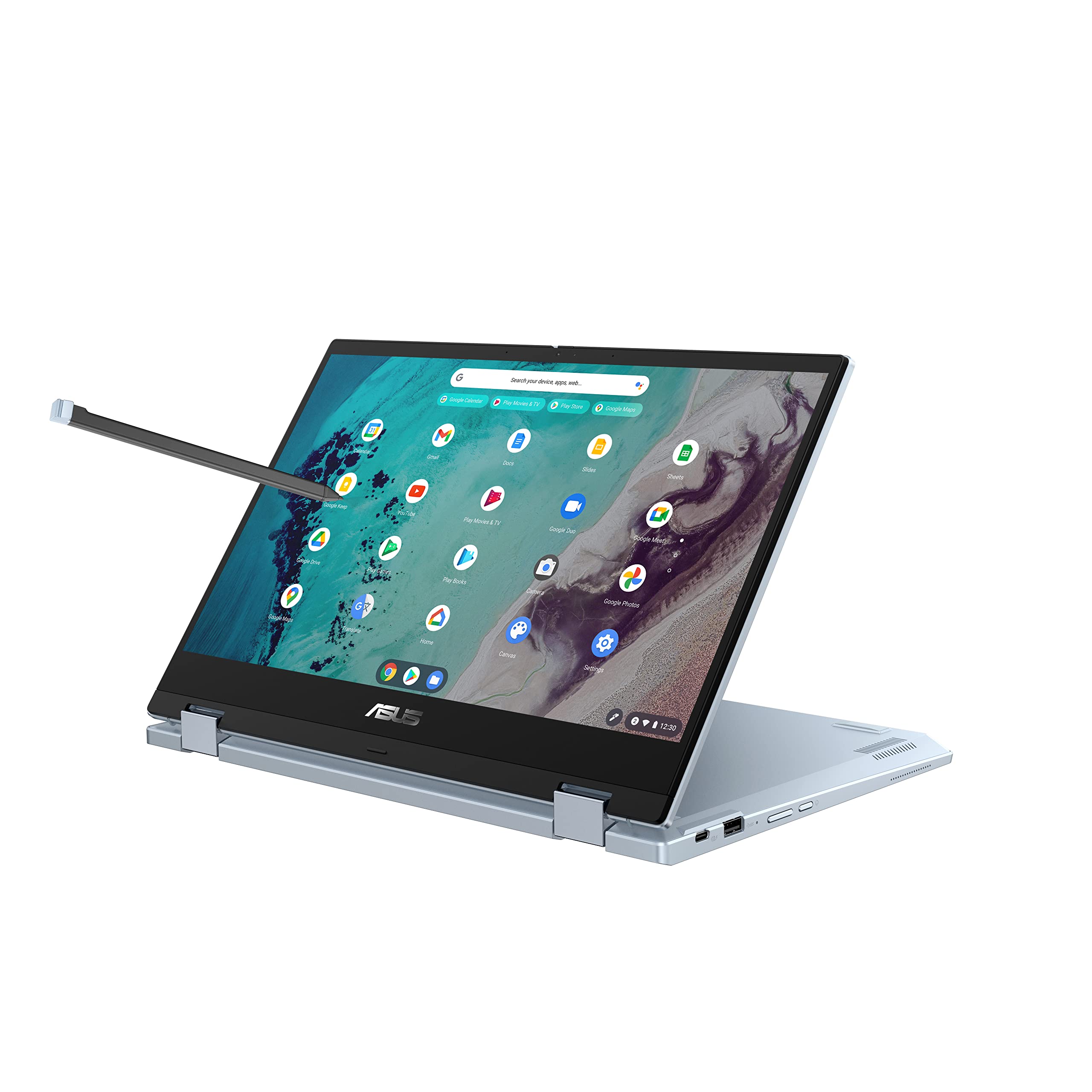 ASUS Chromebook Flip CX3, 14" Touchscreen FHD NanoEdge Display, Intel Core i3-1110G4 Processor, 128GB SSD, 8GB RAM, Garaged Stylus, Backlit Keyboard, Wi-Fi 6, Chrome OS, AI Blue, CX3400FMA-DH388T-S