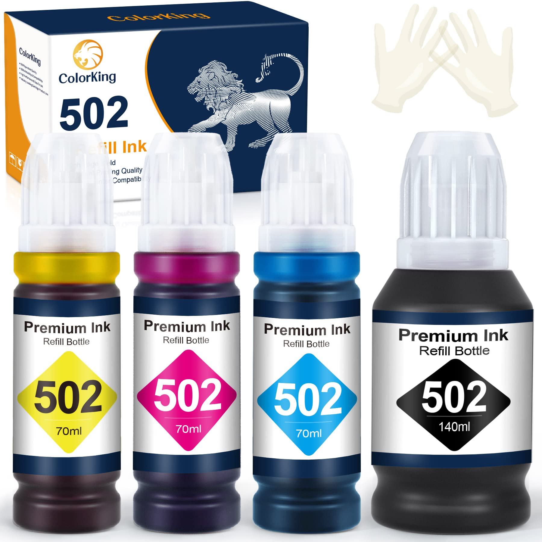 502 Ink Refill Bottles Replacement for Epson 502 Ink (Not Sublimation Ink), Use for ET-2850 ET-3850 ET-3830 ET-2760 ET-3760 ET-15000 ET-4850 Printer, 4 Bottles