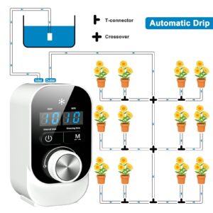 Potted Drip Irrigation Kit, Automatic Watering,Tiny DIY Drip Kit with 30-Day Programmable Water Timer ,LED Display, USB Type-c Cable Input,Suitable for Indoor Greenhouse Plants and Flowers