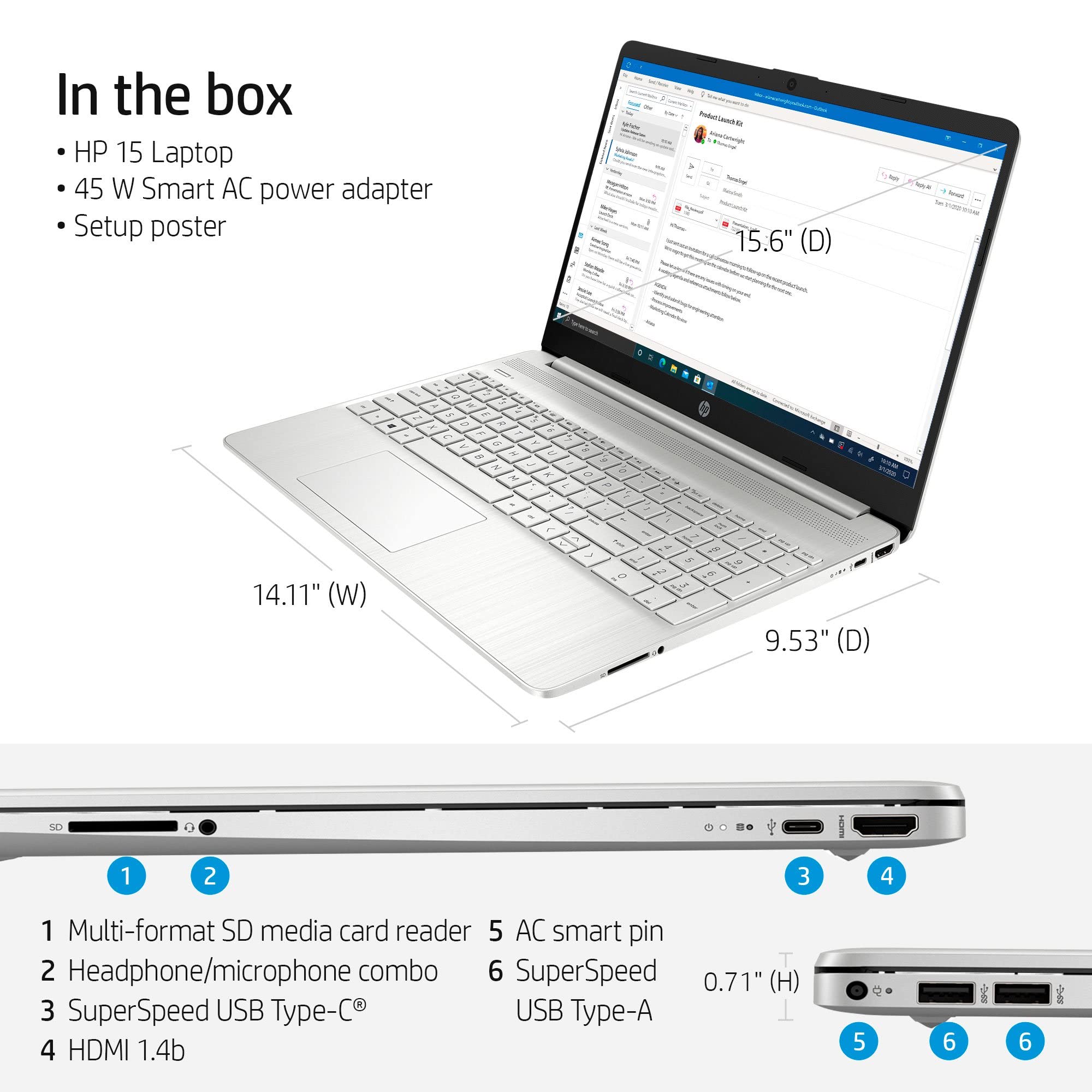 2022 HP Pavilion 15 Laptop, 15.6 FHD IPS Anti-Glare Display, 11th Gen Intel Core i5-1135G7, Intel Iris Xe Graphics, 16 GB RAM, 51 Silver 15-15.99 inches