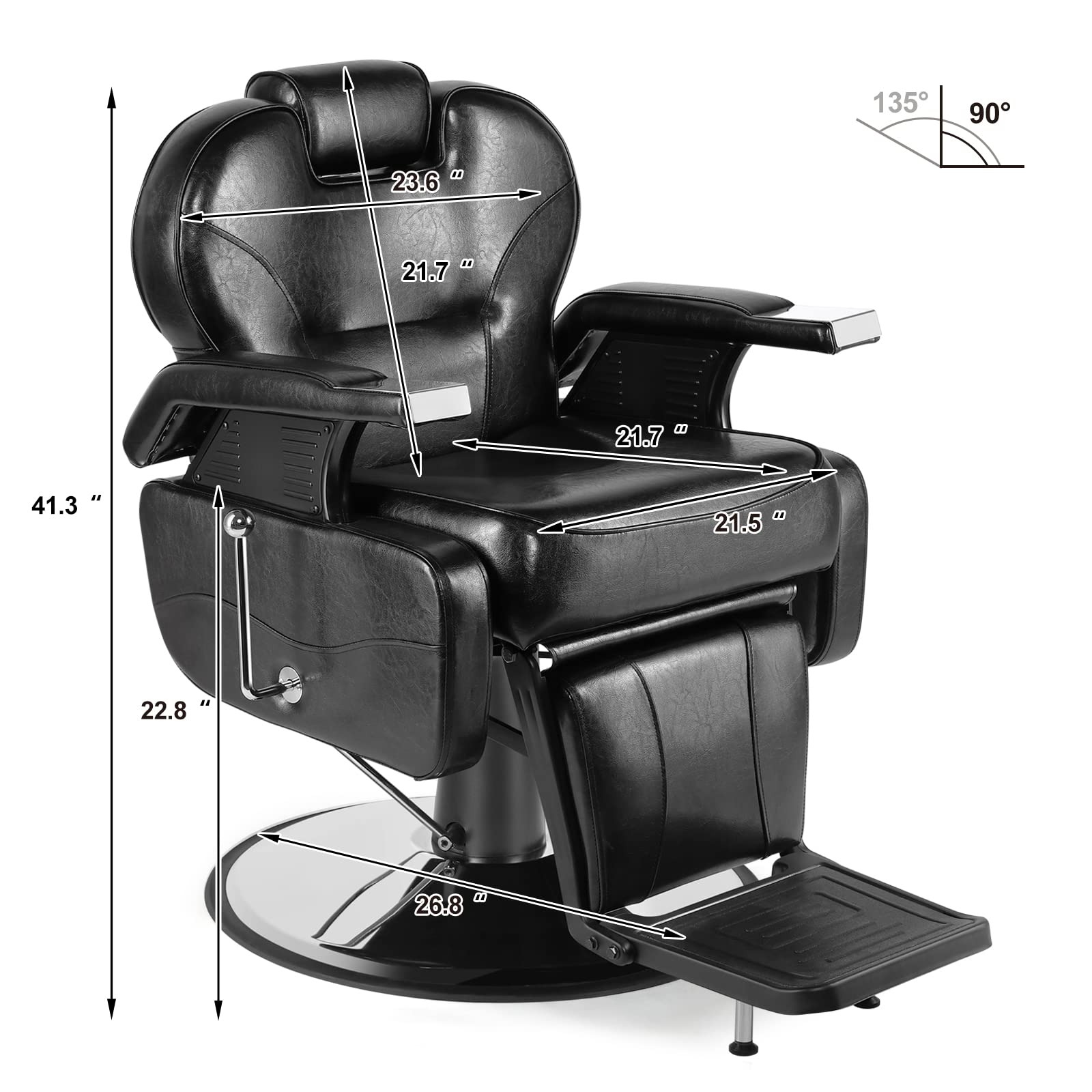 Artist hand Reversible Foot Pedal Barber Chair Hydraulic Recline Barber Chairs Salon Chair for Hair Stylist Tattoo Chair Heavy Duty Barber Salon Equipment (Black)