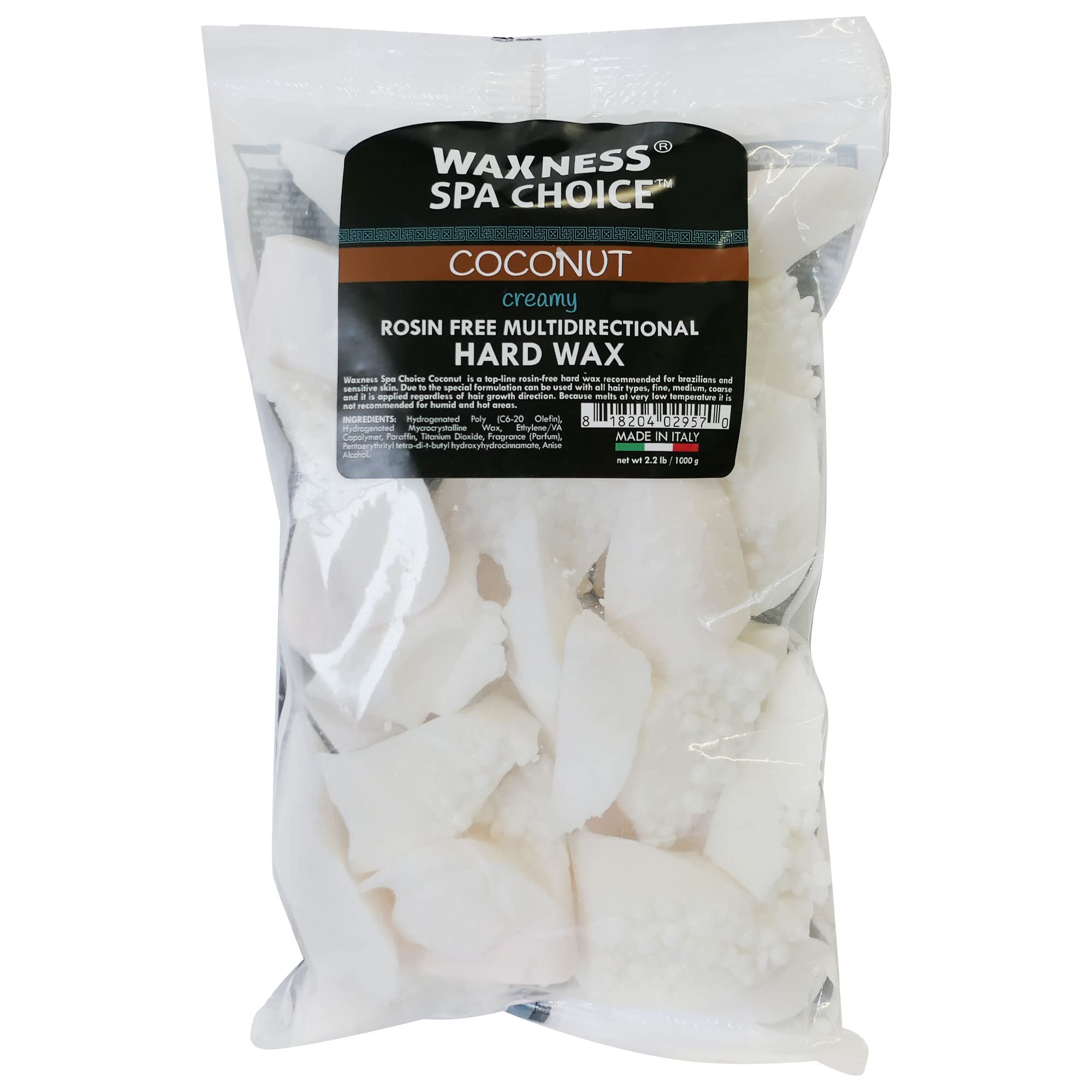 Waxness Spa Choice Rosin Free Multidirectional Hard Wax Coconut 2.2 lb / 1 kg