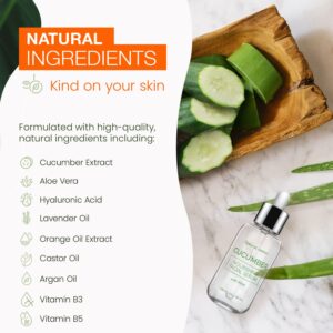 Natural Chemist Cucumber & Aloe Face Serum - Dermatologist Tested, Hydrates & Moisturizes Dry Skin, Reduces Redness, Soothing, Anti-Aging, Cruelty Free Korean Skin Care For All Skin Types - 1.69 oz